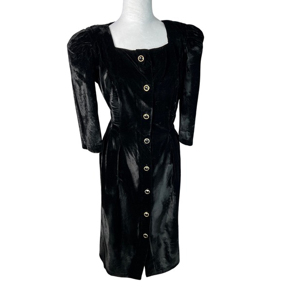 DAVID MITCHELL | Dresses | Vintage David Mitchell Black Velvet Button ...